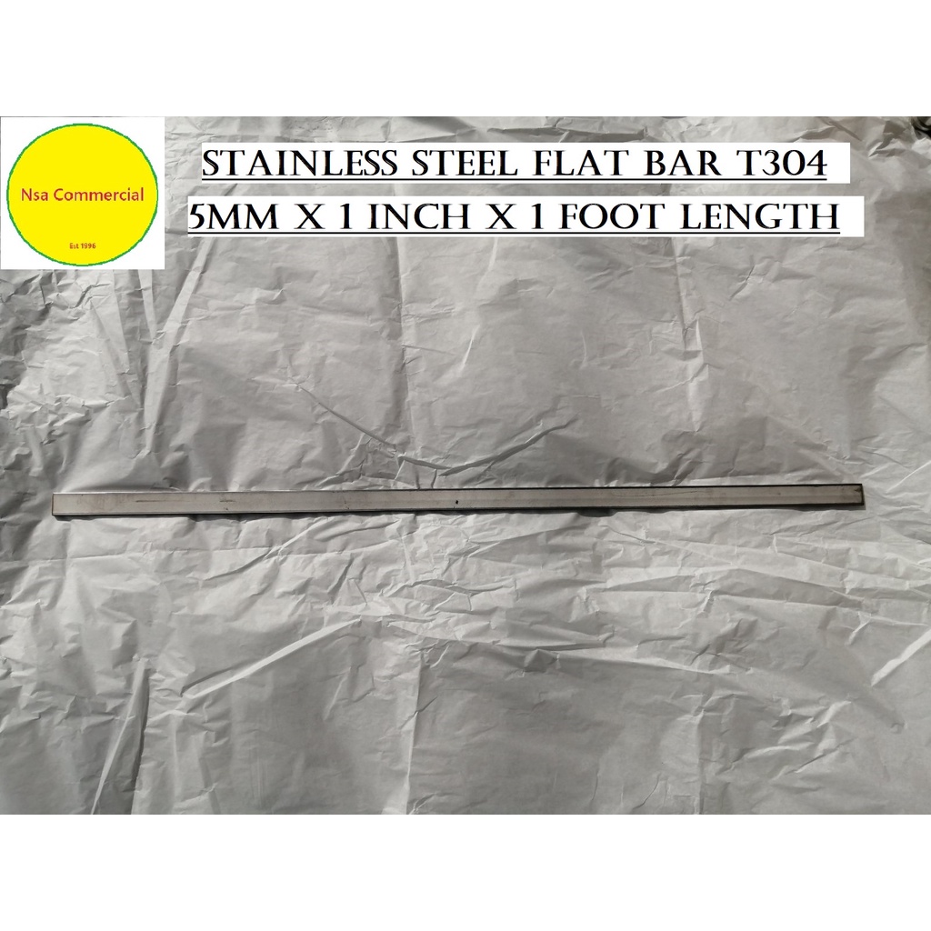 Stainless Steel Flat Bar 5mm x 1 inch x 1 FOOT Length T304 (Mill Finish ...