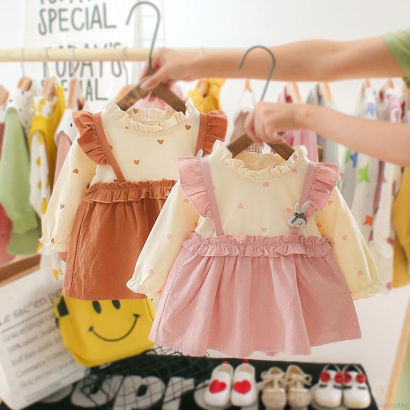 COD Ready Stock Dress for Girls Baby Girls Dresses Heart Print Long ...