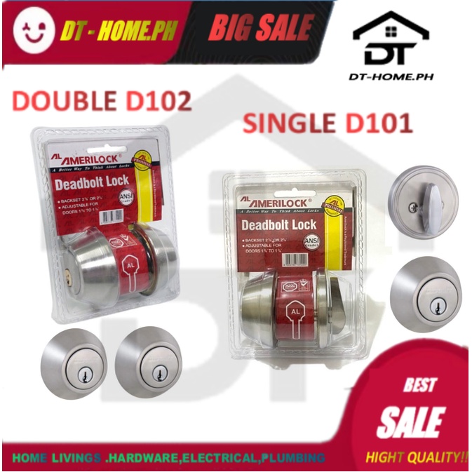 AMERILOCK Dead Bolt Lock Set AL D101/D102 Single/Double Cylinder ...