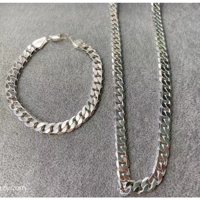 925 Silver Big Chain Necklace And Bracelet In1! (for men) | Shopee ...