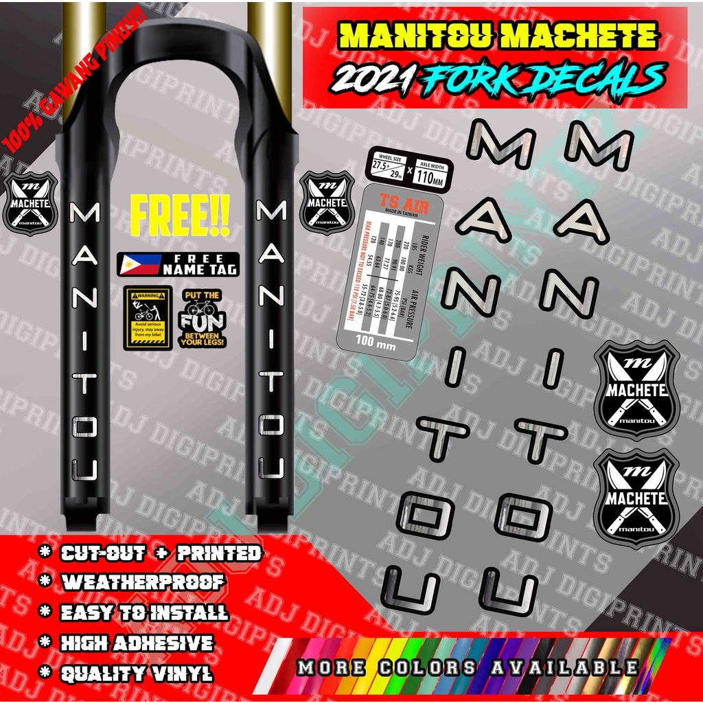 Manitou MACHETE 2021 Fork Decals for MTB Vinyl Sticker | Shopee Philippines