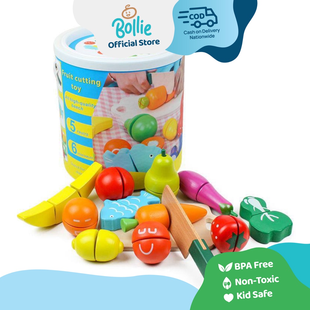 Bollie Baby Vegetables Food Pretend Play Toy Set in a Bucket | Shopee ...