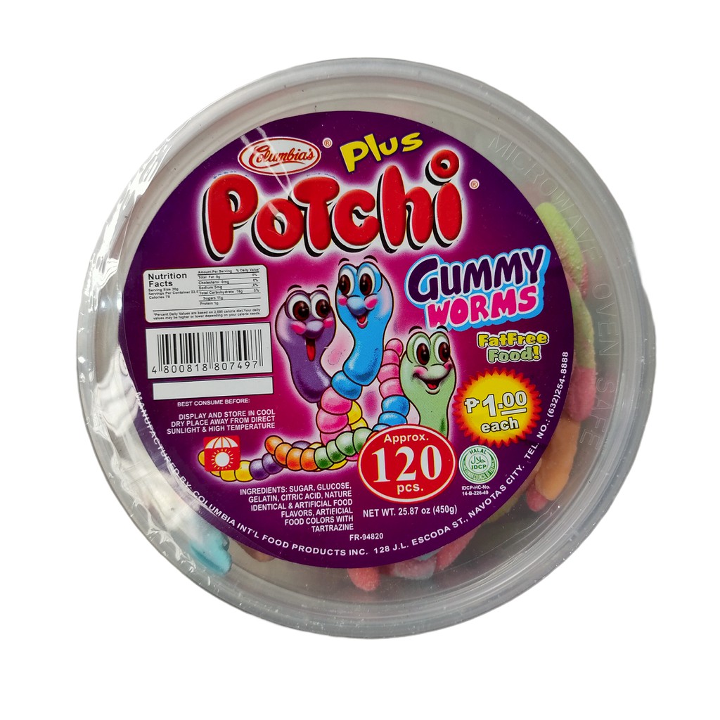 Columbia'S Potchi Gummy Worms Jar 450G | Shopee Philippines