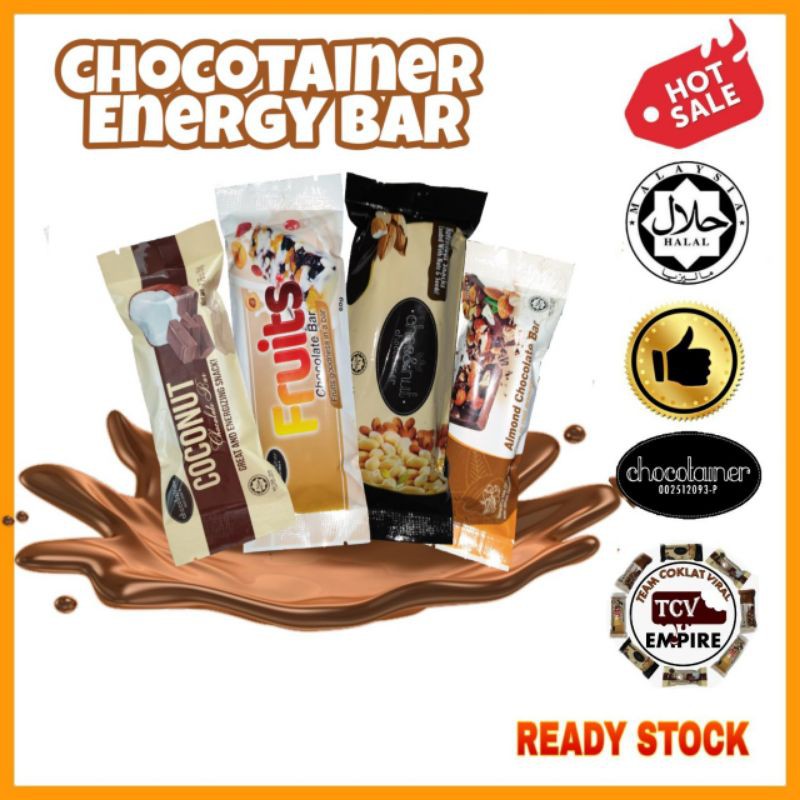 CHOCOLATE BAR CHOCOTAINER (FRUIT / COCONUT / CHOC NUTS / ALMOND CHOC ...