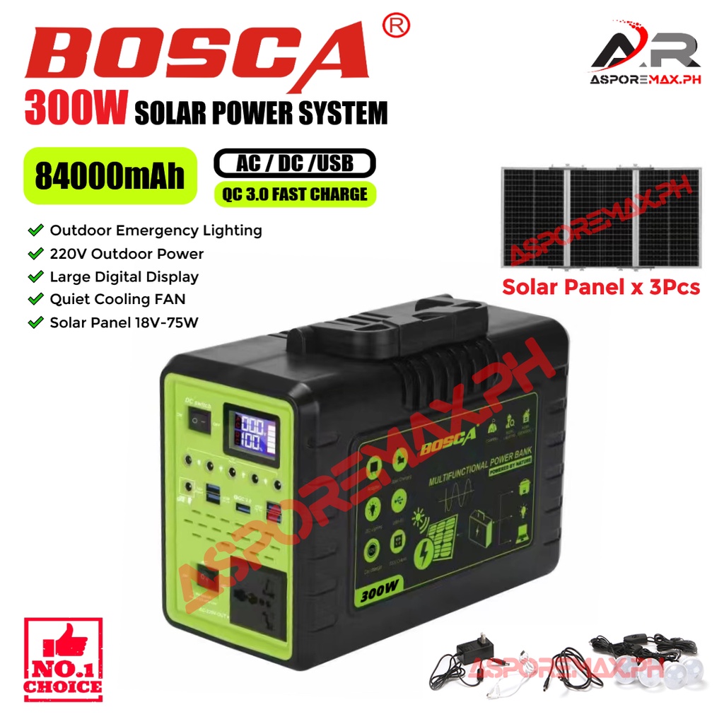 BOSCA 300W AC220V Solar Power System Complete SET Multifunctional ...