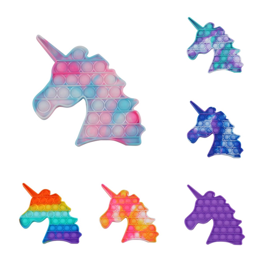 Unicorn Pop It Colourful Tie Dye Pop Fidget Pop It Mainan Pop Colorful ...