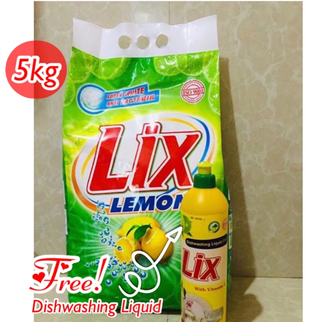 Lix Powder Detergent 5Kg (with Free Dishwashing Liquid) | Shopee ...