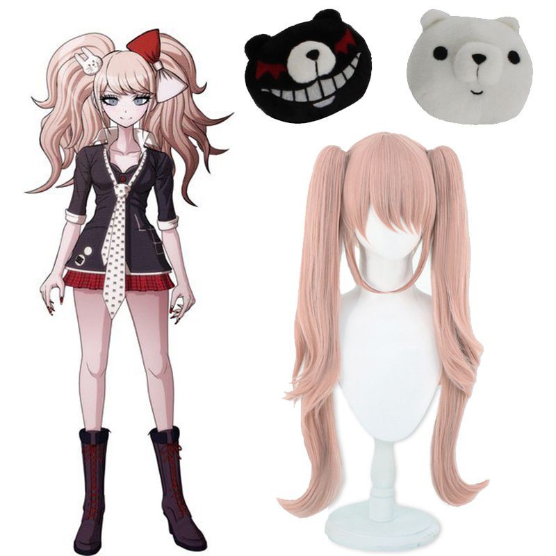 Japan Anime Danganronpa Junko Enoshima Cosplay Ponytails Hair Wig Clips ...