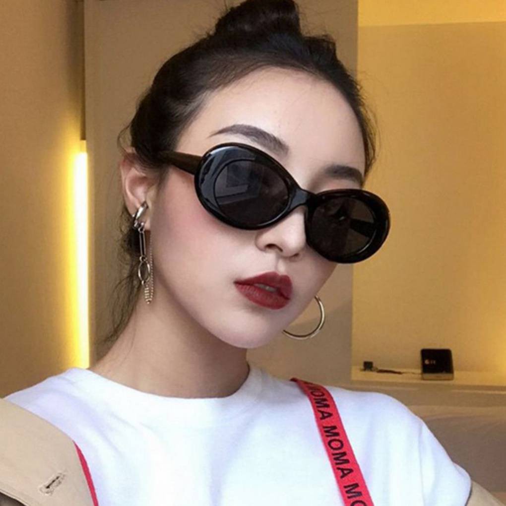 Retro Sunglasses Clout Oval Round Pop Black Lenses Sunglasses Men Women ...