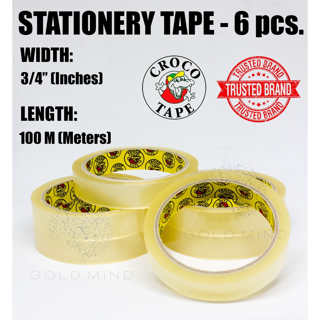 Croco Stationery Tape 3/4" 18Mm 6Pcs 50 Meters & 100 | Shopee Philippines