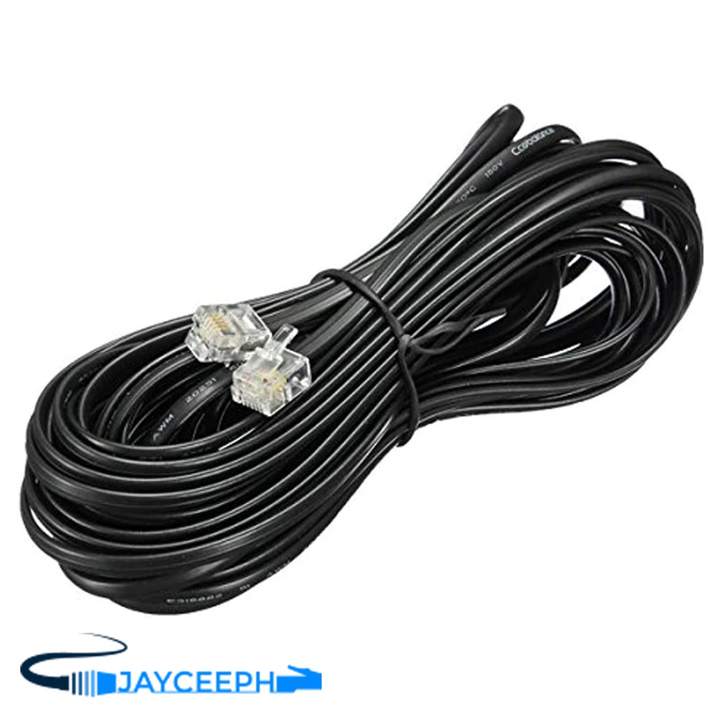 Outdoor RJ11 Modular Telephone Phone Cables Wire Waterproof Black 6p4c ...
