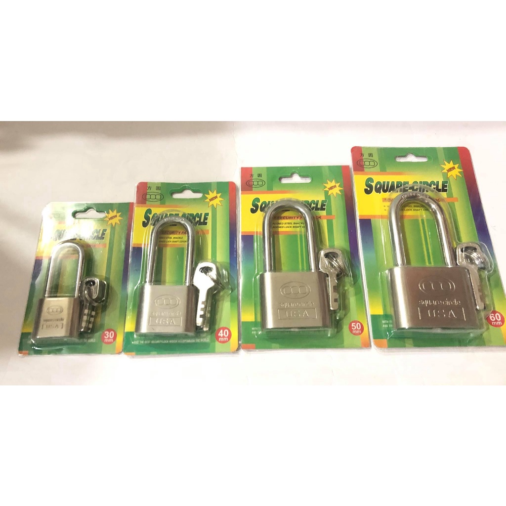Square-Circle Security Padlock Short And Long Shackle KANDADO | Shopee ...