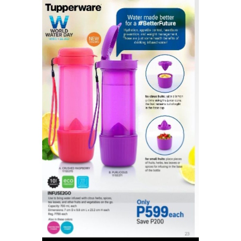 PAUBOS SALE!!!TUPPERWARE INFUSE2GO, 700ML | Shopee Philippines