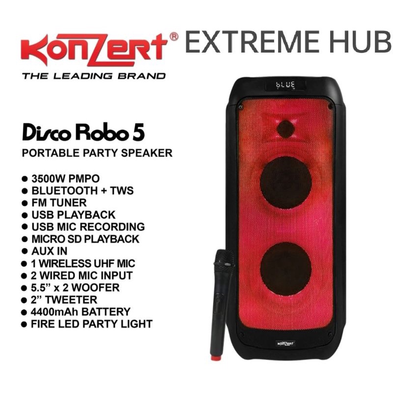 KONZERT DISCO ROBO 5 PORTABLE PARTY SPEAKER WITH BLUETOOTH / USB / FM ...