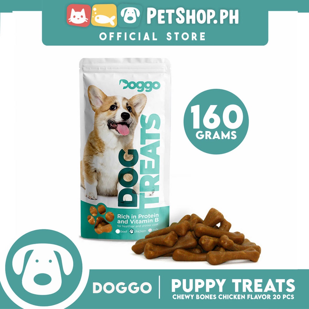 Doggo Dog Treats Chewy Bones 160 grams, 20 pcs. (Chicken Flavor ...
