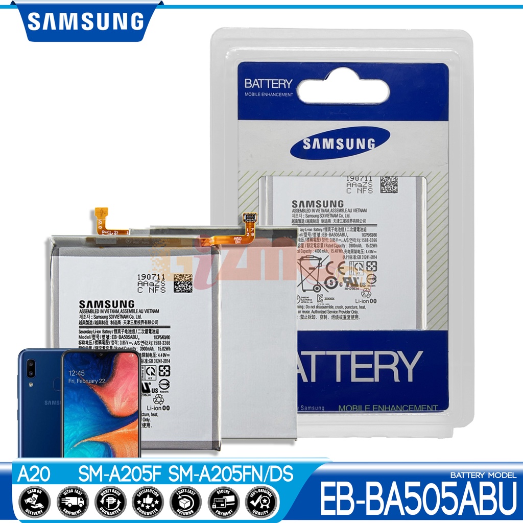 Samsung Galaxy A20 SM-A205F/DS, Model EB-BA505ABU Battery, Original Equipment Manufacturer ...
