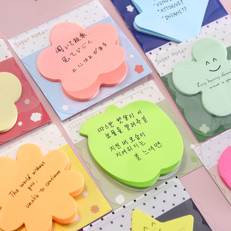 Cute shape memo pad sticky notes 100 time candy color record sticky ...