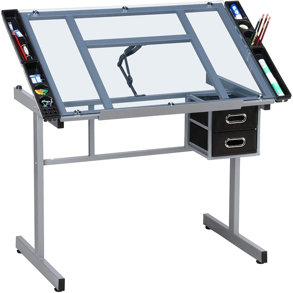 [One Year Warranty]drafting Table Drafting Table with Extra Side Table ...