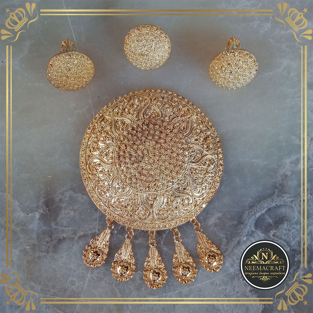 Bali Alpaca Brooch Set Round Motif Without Eyes | Bali Alpaka Set ...
