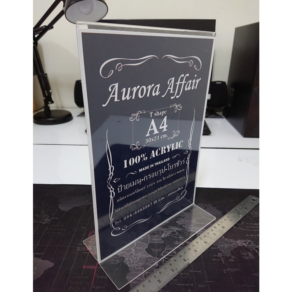 Acrylic T-Shape Sign A4 Size Menu Billboard Table Picture Frame ...