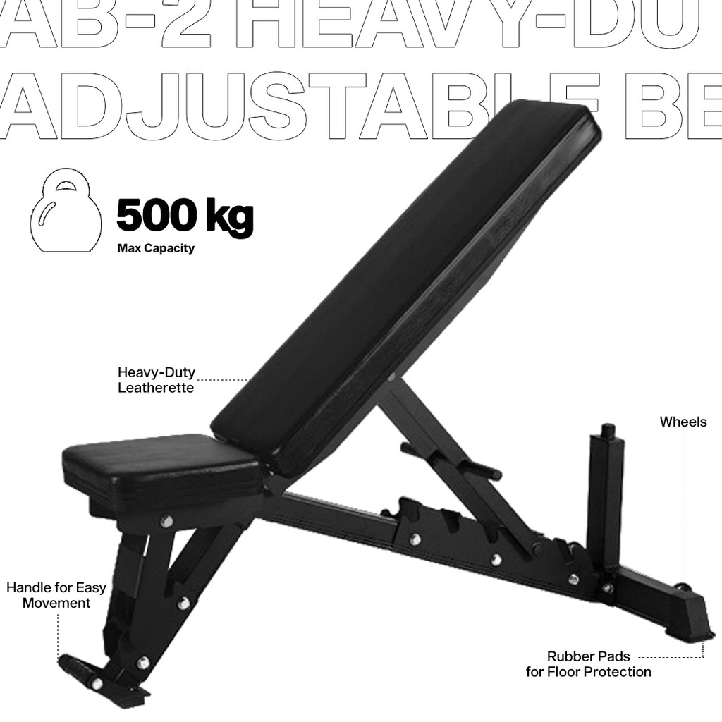 Commercial Grade Heavy Duty Adjustable Bench | 1,100 lbs / 500 kg Max ...