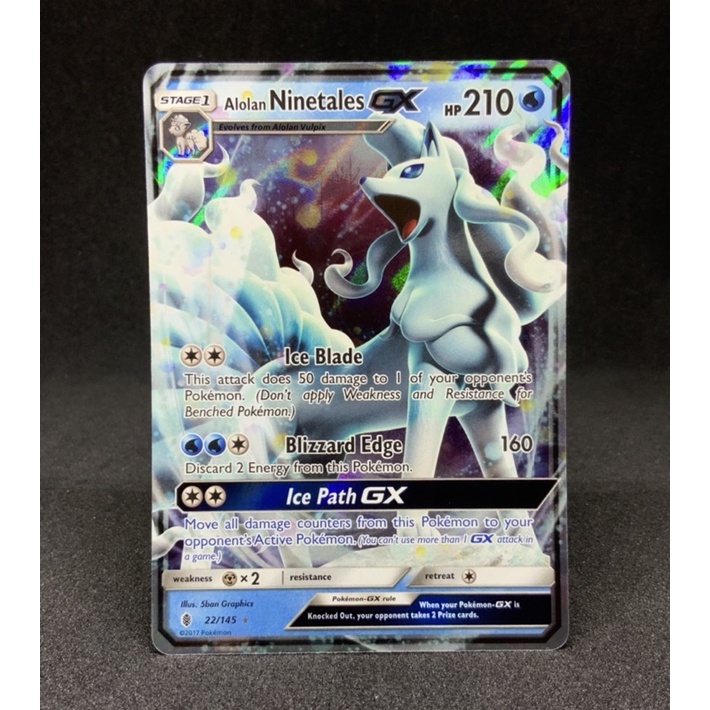 Pokemon TCG Alolan Ninetales GX Ultra Rare 22/145 2017 Sun & Moon Guardians Rising Trading Card ...