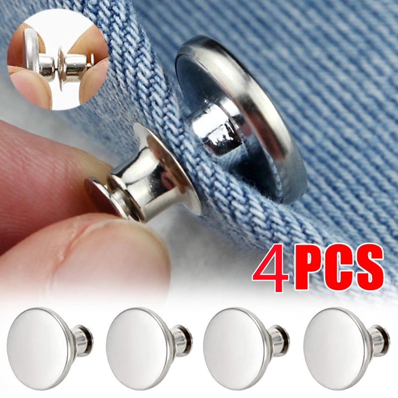 4pcs Adjustable Detachable Jeans Pin Buttons Nail Sewing-free Retro ...