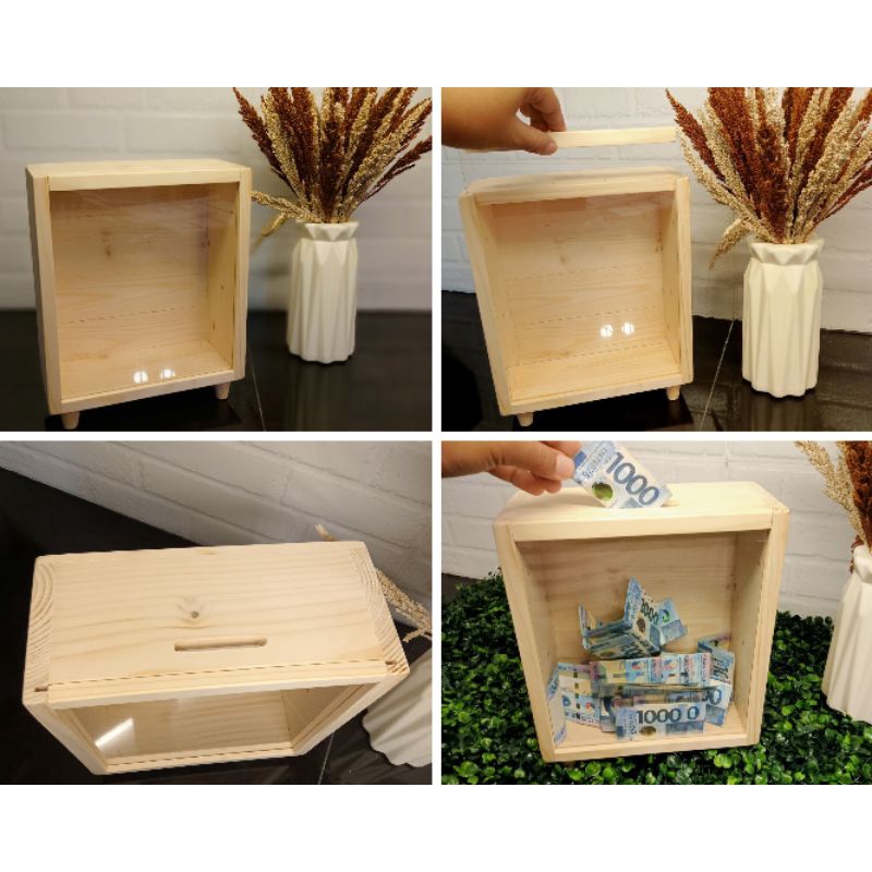 Wooden Aesthetic Money/Coin Bank Pinewood | Shopee Philippines