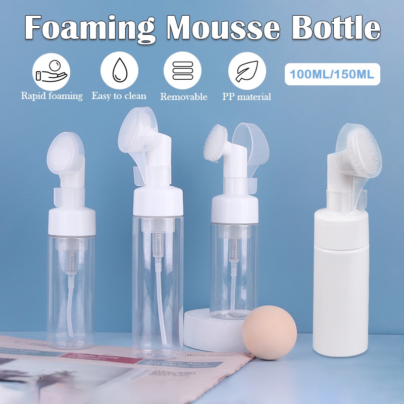 Mousse Foaming Bottle 100/200ML Pump Press Silicone Face Brush Foaming ...
