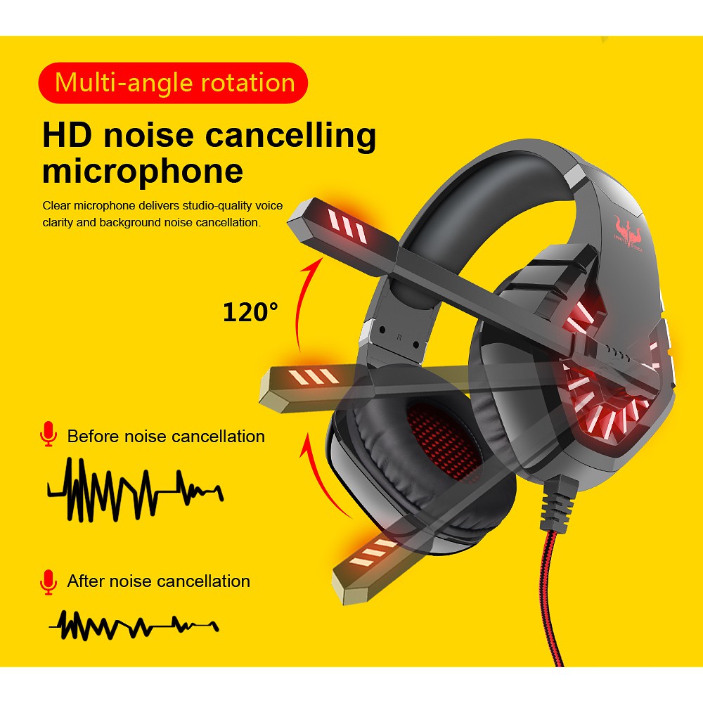 Original Ovleng GT81 Wired Gaming PC Mobile Headset Led Light Mic HD ...