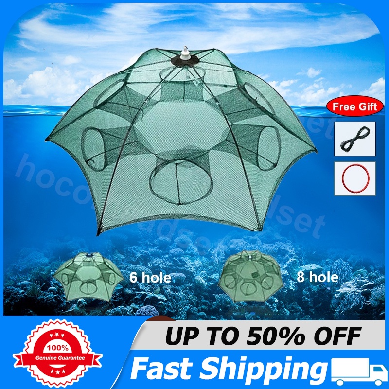 Folding Umbrella fish Net Shrimp Cage Crab Fish Trap Cast Fish Net ...