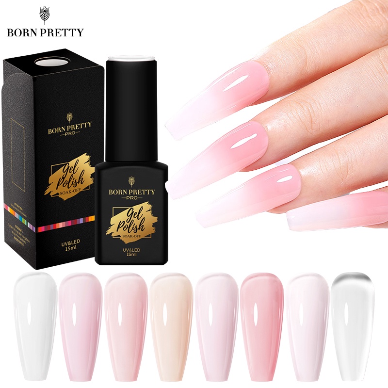 Born Pretty Pro Gold Glitter Rubber Base Gel Semi Permanent Pink Soak ...