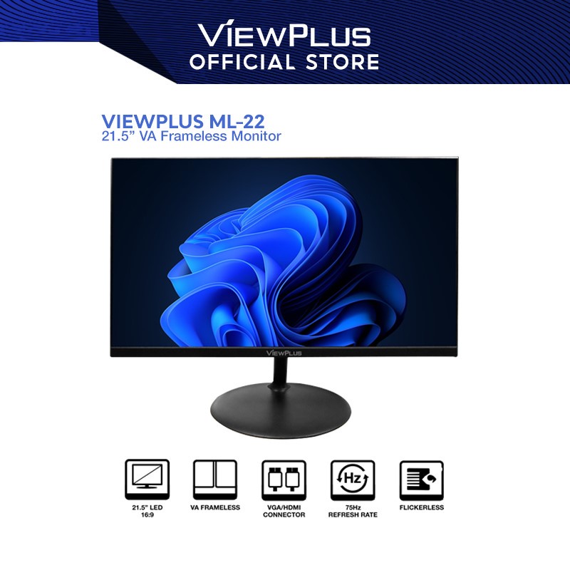 ViewPlus ML-22 Monitor, 21.5'' FHD, 75hz, HDMI/VGA, TN, Bluelight ...