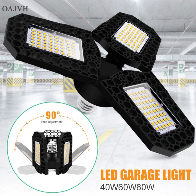 40/60/80W LED Foldable Garage Light Deformable Bulbs Ceiling Fixture ...