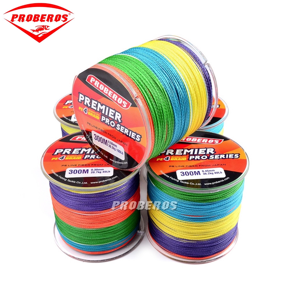 Proberos Braided Line 300M Fishing Lines Multi-Colors 4 Stand Pe Gear ...
