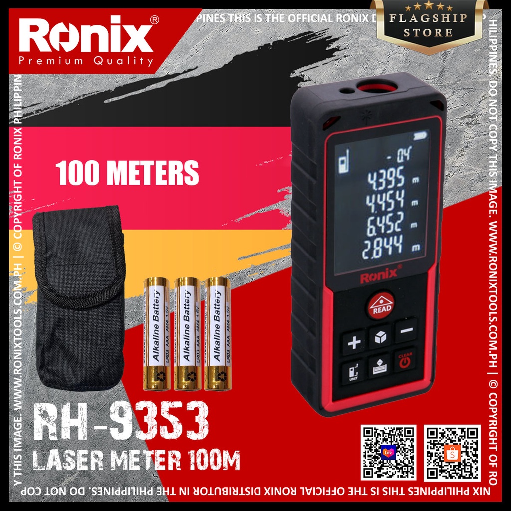 Ronix RH-9353 Premium Quality 100M Laser Meter range finder distance ...