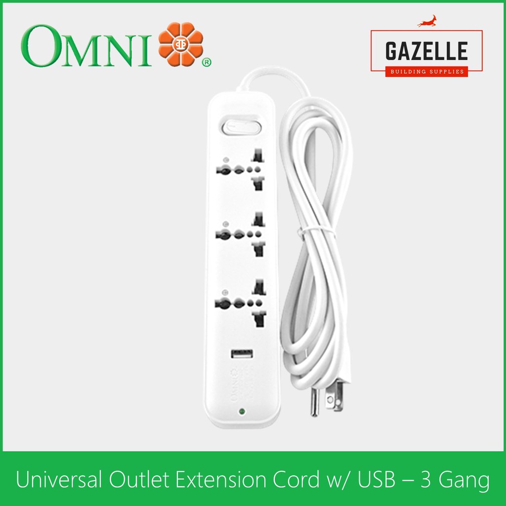 Omni Travel Extension Cord 3 Gang w/ USB Outlet - USB-301 | Shopee ...
