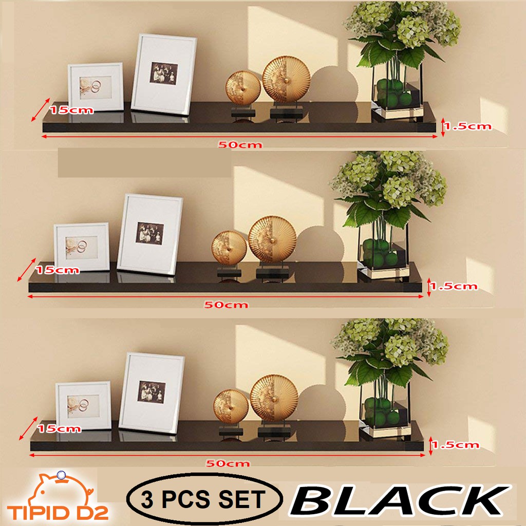 3 PIECES 50CM LENGTH EACH Floating Wall Shelves Wall Mount Storage ...