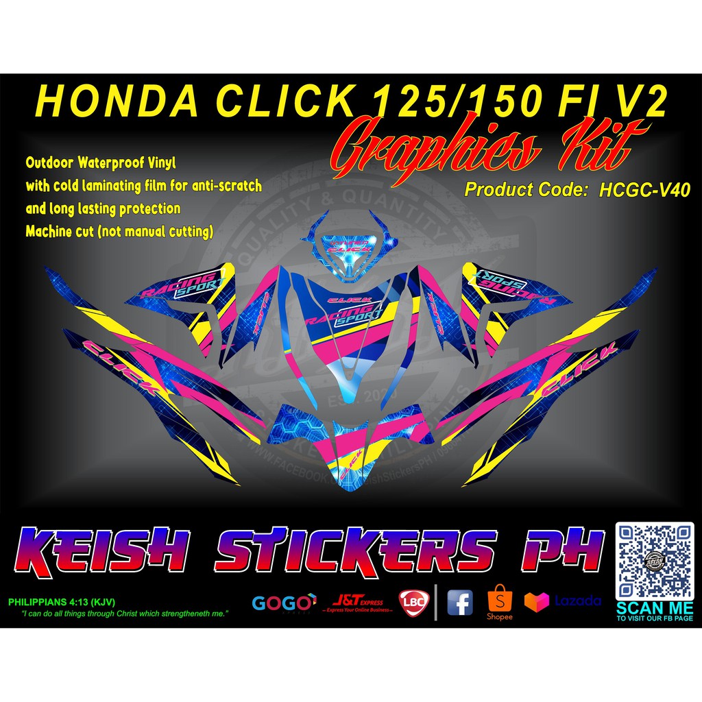 HONDA CLICK 125/150i Decal Kit / Graphics Kit - V27-v46 (20 Different ...