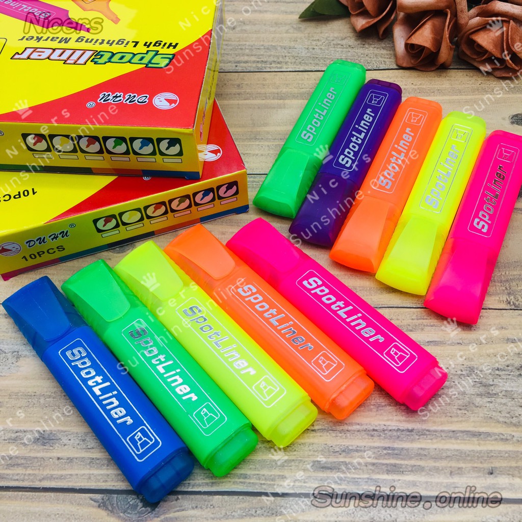 10pcs DH-102 spotliner highlighter marker | Shopee Philippines