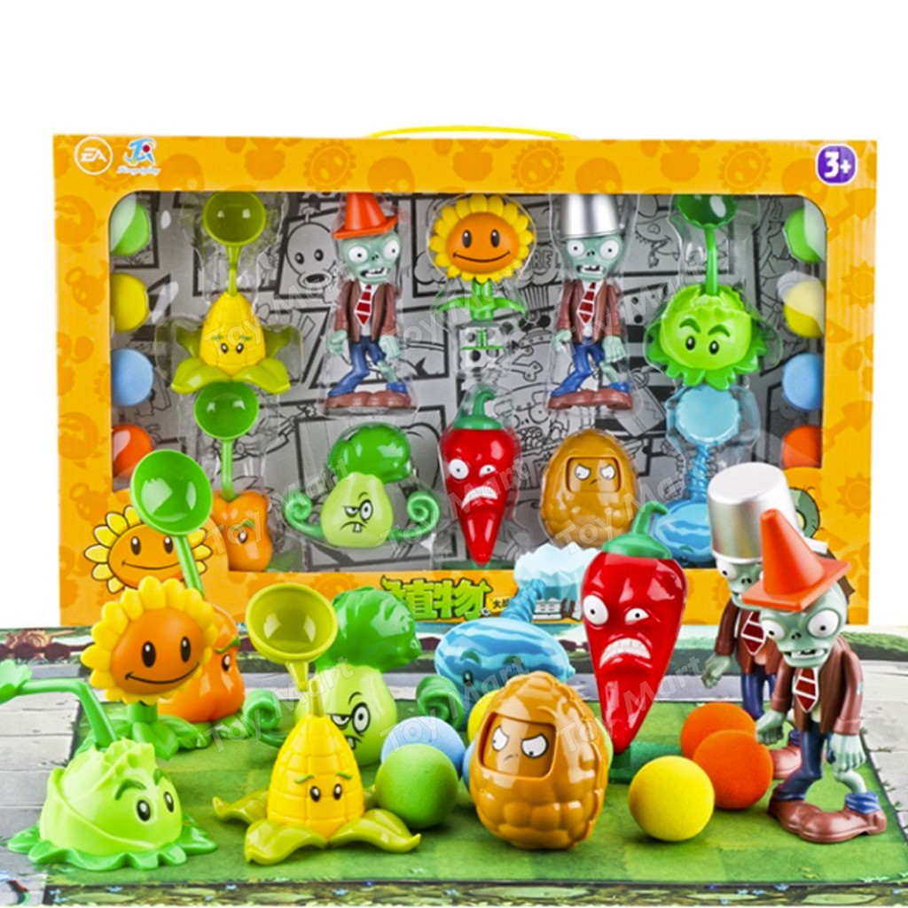Plants vs Zombies Toy Cartoon Action Figure Peashooter Clover Gift Box ...