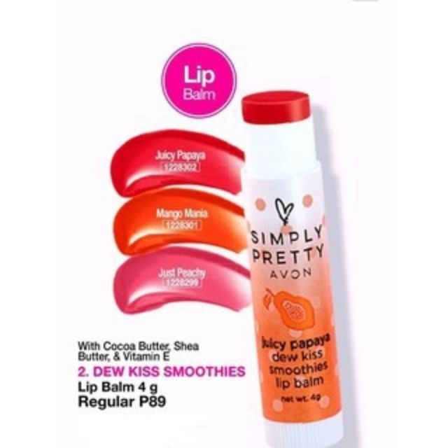 SIMPLY PRETTY DEW KISS SMOOTHIES LIP BALM 4g WITH COCOA BUTTER, SHEA BUTTER, & VITAMIN E ...