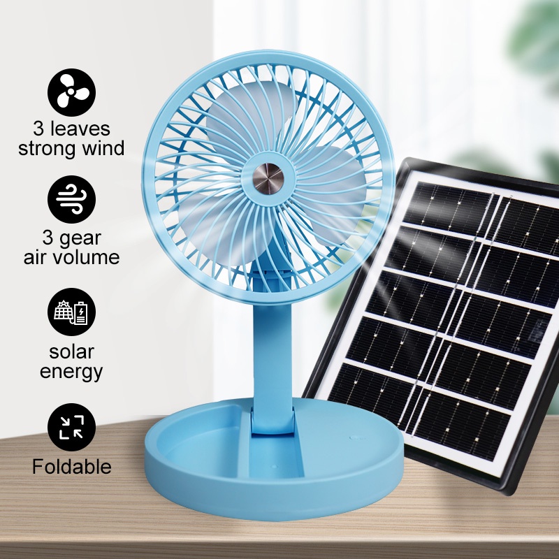 Solar electric fan 6 inch rechargeable desktop electric fan mobile ...