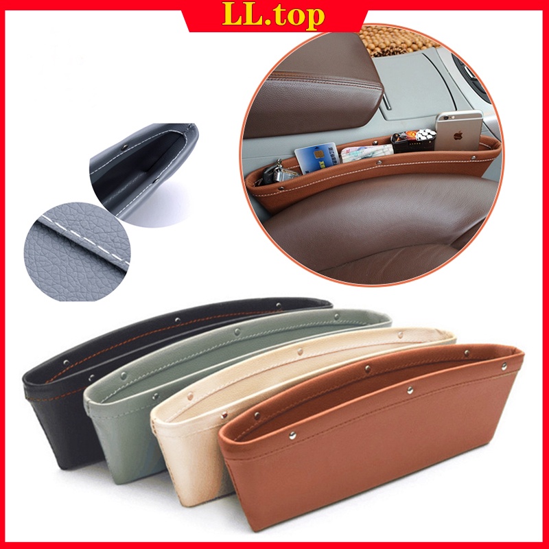 Genuine Leather Car Storage Box Seat Slit Pocket Multifunctional Driver ...