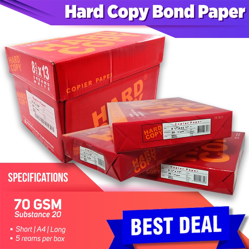 1box Hard Copy Bond Paper 70gsm Short | Long | A4 Size Promo Bundle ...