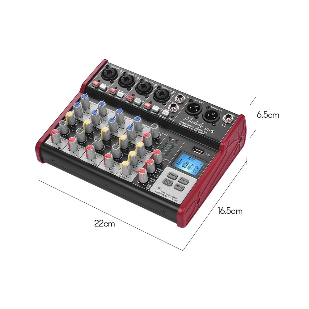 Muslady SL-6 Portable 6-Channel Mixing Console Mixer 2-band EQ Built-in ... Muslady SL-6 Portable 6-Channel Mixing Console Mixer 2-band EQ Built-in ...