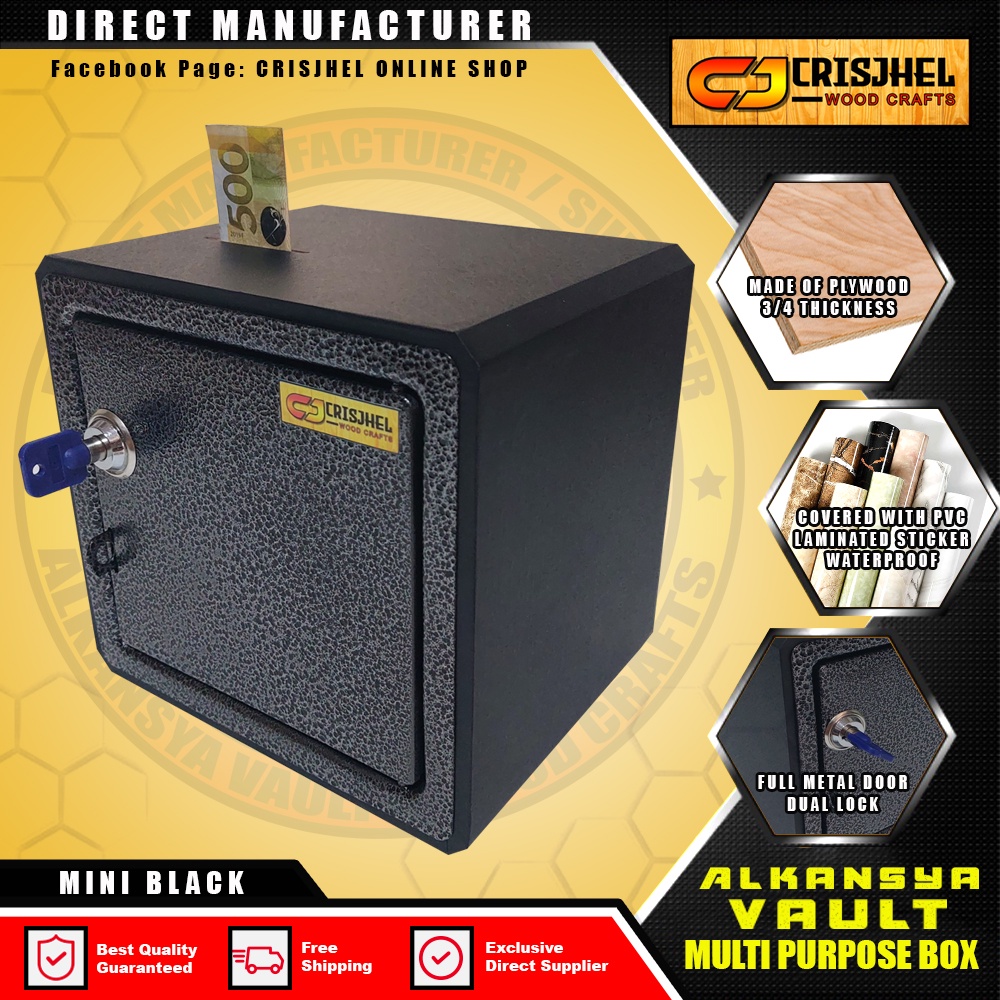 MINI-BLACK Alkansya Vault & Multipurpose Safety Box by Crisjhel Wood ...