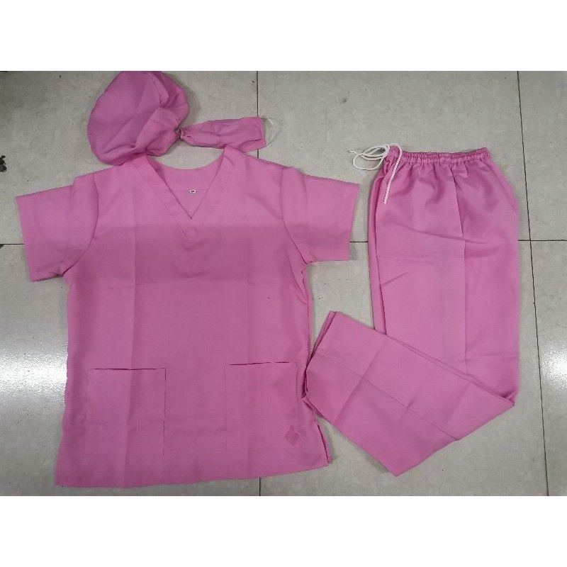 #SCRUB SUIT V-NECK KATRINA MASK AND BONET | Shopee Philippines