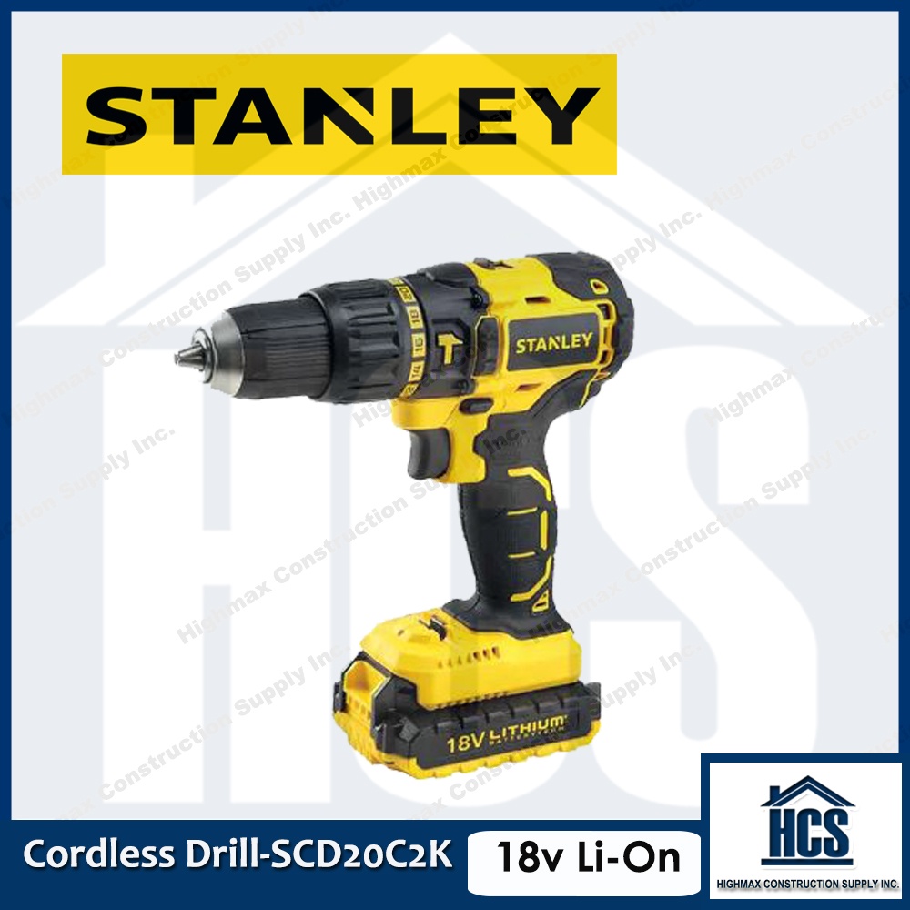Stanley 18V Cordless Drill Driver (SCD20C2K-B1) | Shopee Philippines