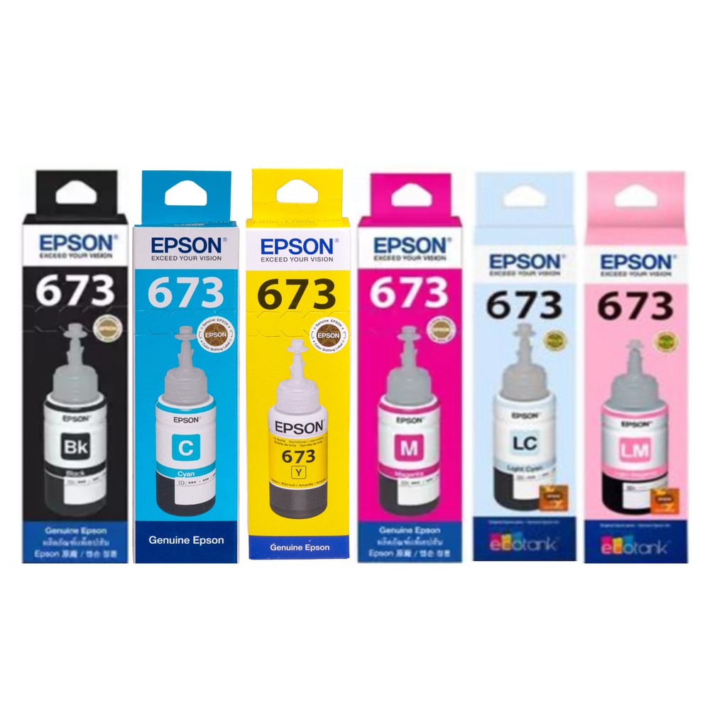 Epson 673 Original Bottle Ink (B,C,Y,M,LC,LM) Set of 5 Color | Shopee ...